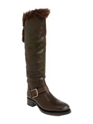 Dsquared2 Faux-fur Trimmed Buckle Detail Leather Boots - Brown