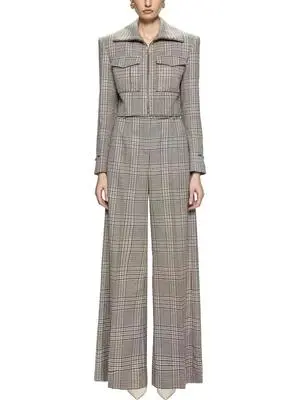 NISSA Checked Cropped Jacket - Grey