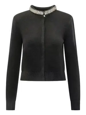 Pinko Crystal-embellished High Neck Cardigan - Black