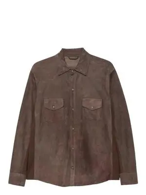 Eleventy Suede Panelled Jacket - Brown