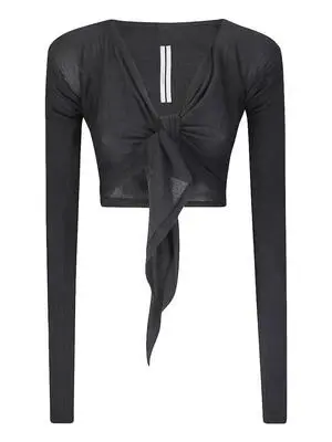Rick Owens Cropped Wrap-front Blouse - Black