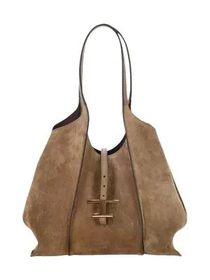 TOD'S T Timeless Shopping Bag In Suede Small Brown