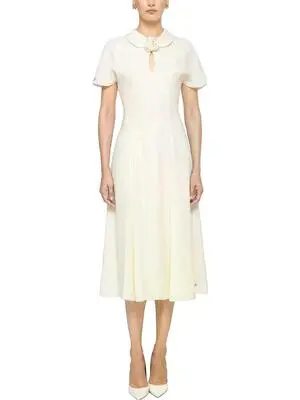 NISSA Floral-detail Midi Dress Neutrals
