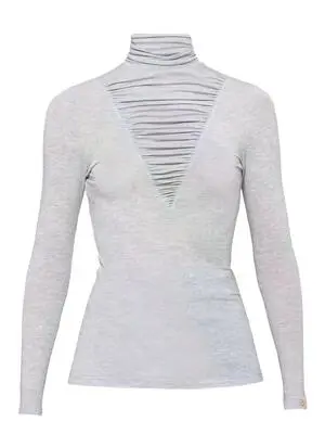 NISSA Nissa Lyocell Wool-Blend Turtleneck Top With Long Sleeves