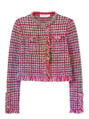 SELF-PORTRAIT Self-Portrait Frayed-Trim Tweed Jacket