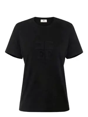 Elisabetta Franchi Jersey T-shirt With Logo Detail - Black