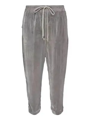 RICK OWENS Rick Owens Drawstring Astaires Trousers - Grey Velvet Finish