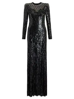 Jenny Packham Sequin-embellished Crystal-embroidery Gown - Black