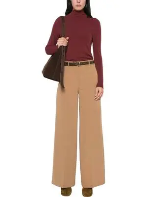 ERMANNO FIRENZE Pressed Crease Wide-leg Trousers - Brown