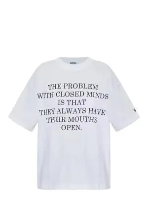 Moschino Slogan Print Cotton T-shirt - White