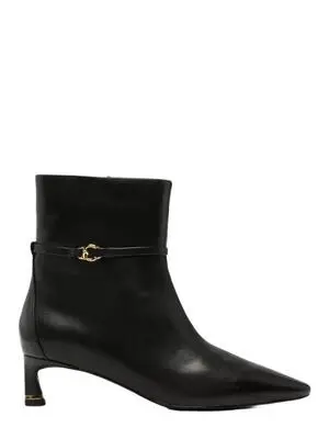 COCCINELLE C-look Pointed-toe Buckled Ankle Boots - Black