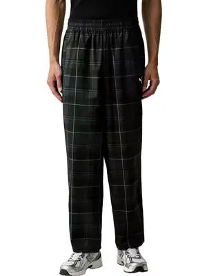 PUMA T7 Plaid-check Track Pants - Black