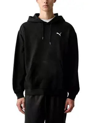 PUMA Logo Print Waffle-knit Hoodie - Black