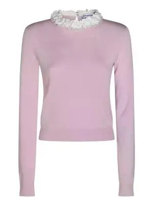 SELF-PORTRAIT Floral-embellished Long-sleeve Sweater - Pink