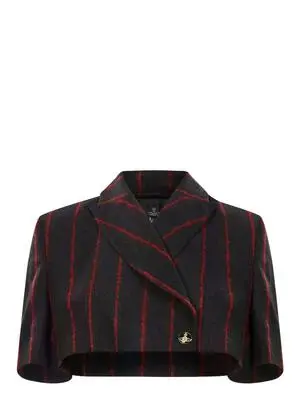 VIVIENNE WESTWOOD Cut Off Pinstripe Cropped Blazer - Grey