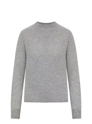 Max Mara Crew-neck Wool Fine-knit Top Grey