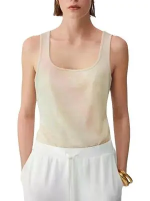 Liu Jo Logo-embroidered Scoop-neck Tank Top Neutrals