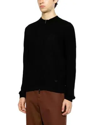 Emporio Armani Zip-up Knitted Cardigan - Black