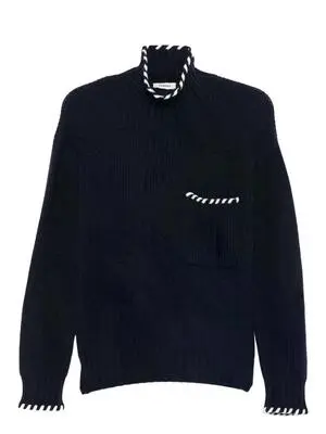 SANDRO Sandro Ribbed-Knit High Neck Sweater With Chest Pocket