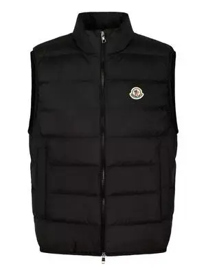 Moncler Quilted Logo Patch Gilet - Black