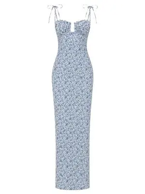 MONTCE Blue Petite Fleur Petal Long Slip Dress