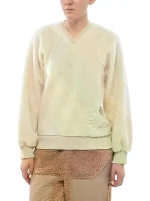 Stella McCartney Embroidered-logo Faux-fur Sweater - Neutrals