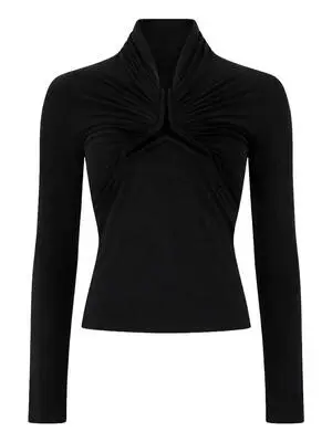 Rick Owens High Neck Long Sleeve Cut-out Top - Black