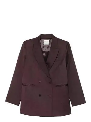 FORTE_FORTE Double-breasted Peaked-lapels Blazer - Brown
