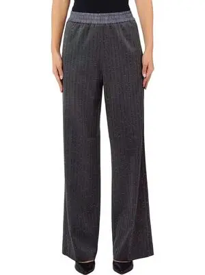 Liu Jo Pinstriped Rhinestone Embellished Wide-leg Jeans - Grey