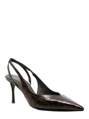 FERRAGAMO Ferragamo Women's Croc-Effect Slingback Pumps Brown