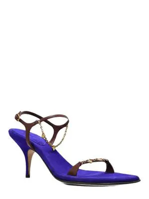 Chloé Zia Chain-link Leather Sandals Blue