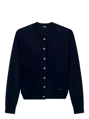 A.p.c. Marisa Logo-embroidered Button-up Cardigan Blue