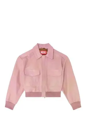 DIESEL® Aviator Jacket In Treated Leather - Pink