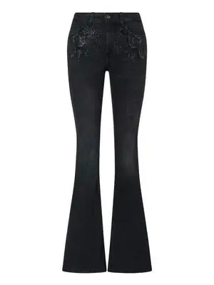 Liu Jo Bootcut Jeans With Rhinestone Embellishments - Black