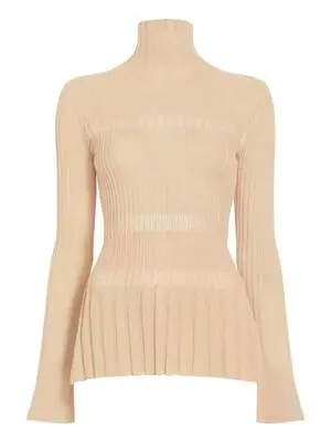 Proenza Schouler Proenza Schouler Rosario Textured Merino Wool Turtleneck Neutrals