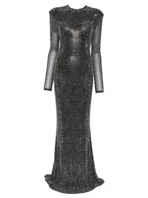 TWENTY FOURHAITCH TWENTY FOURHAITCH Crystal Embellished Long Sleeve Maxi Dress