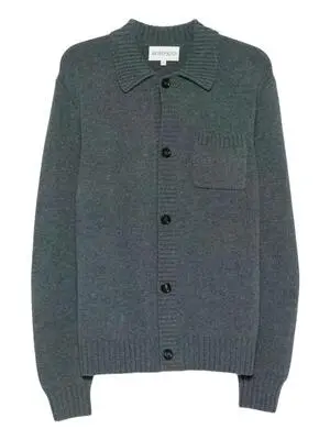 Eric Bompard Cardigan With Shirt Collar And Chest Pocket Blue