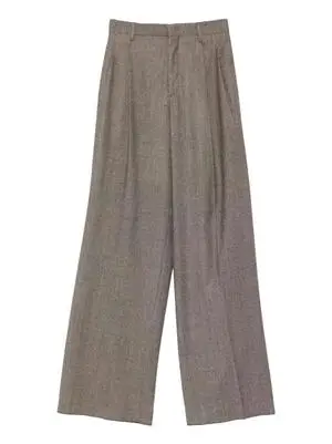 Tagliatore Tagliatore Virgin Wool Wide-Leg Trousers Brown