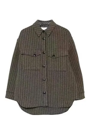 Closed Houndstooth Pattern Button-up Jacket - Brown