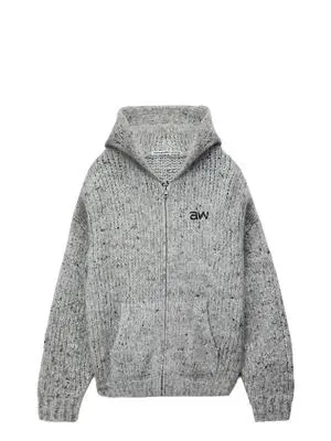 Alexander Wang Oversized Zip-up Hoodie With Aw Embroidery - Grey