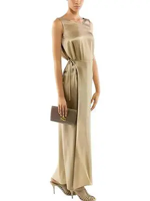 SALVATORE FERRAGAMO Ferragamo Satin Finish Wrap Maxi Dress