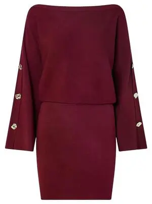 Liu Jo Short Dress With Jewel Buttons - Red