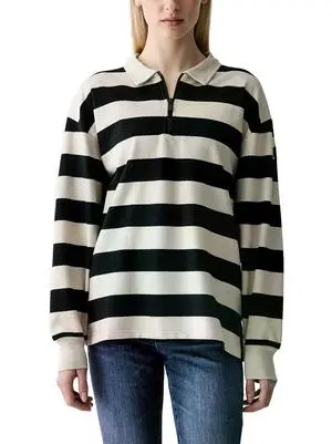 Adidas Striped Quarter-zip Polo Shirt - Neutrals