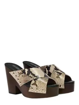 Paris Texas Marisol Snakeskin-effect Studded Sandals - Neutrals