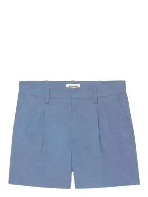 Zadig&Voltaire Puras Pleat-detail Shorts - Blue