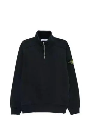 Stone Island Quarter-zip Logo-patch Sweater - Black
