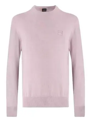BOSS BOSS Logo Patch Crew Neck Sweater Pink