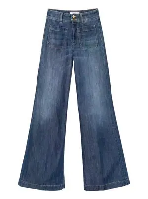 Seafarer Patch-pocket Wide-leg Jeans - Blue