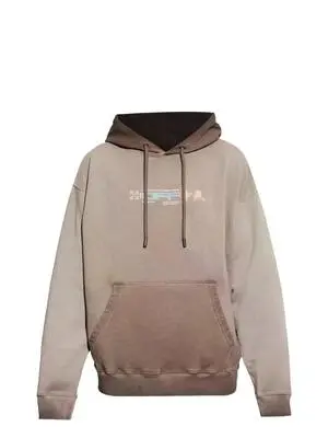 Off-White Off-White Arrows Print Cotton Hoodie Brown