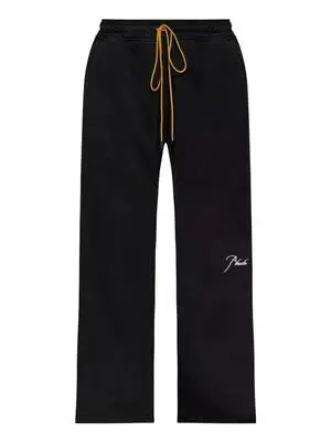 Rhude Classique Logo-embroidered Wide-leg Track Pants Black